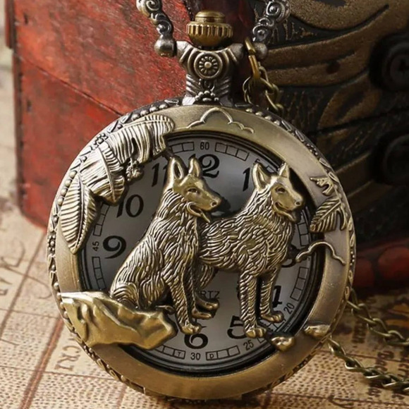 Handmade | Accessories | Wolf 2 Wolves Pocket Watch Howling Werewolf ...